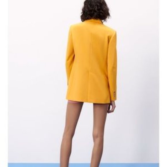 Zara | Jackets & Coats | Nwt Zara Yellow Blazer Fitted With Pockets ...